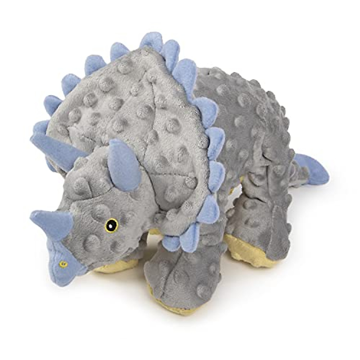 goDog Dinos Frills Squeaky Plush Dog Toy, Chew Guard Technology - Gray, Large