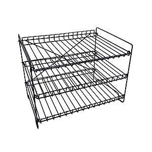 FixtureDisplays 16" x 12.5" x 10" Wire Rack for Countertop Use with 3 Open Shelves, Black 10085-NEW