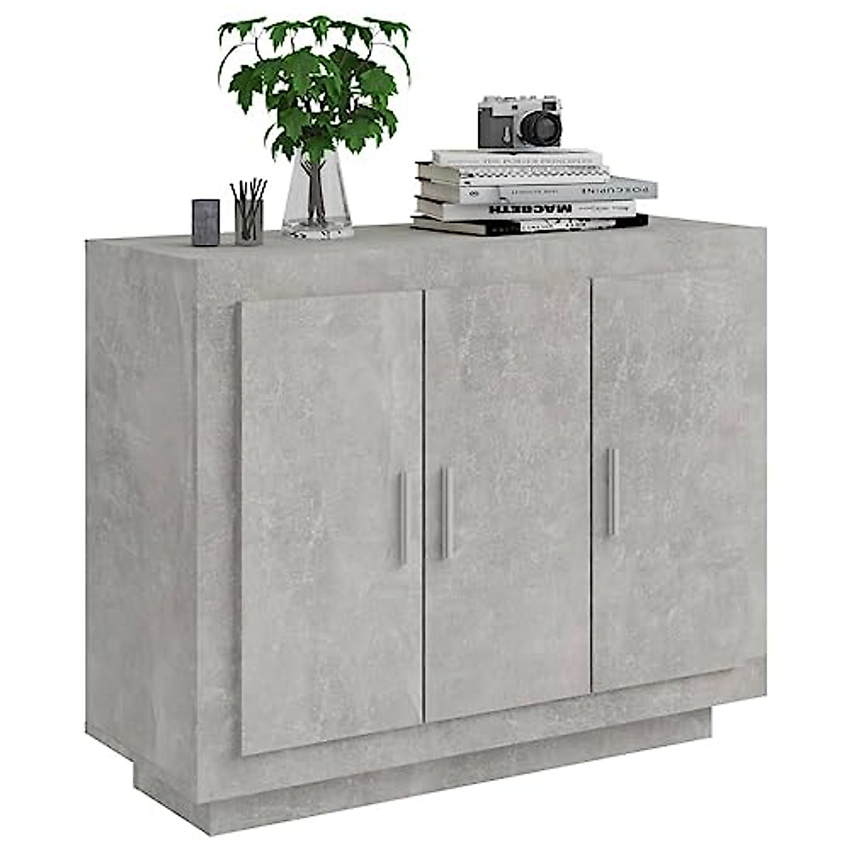 loibinfen Sideboard Buffet Server Storage Cabinet with 3 Doors, Console Table Home Kitchen Sideboard Dining Room Furniture Entryway Cupboard, Concrete Gray 36.2"x13.8"x29.5" -AA