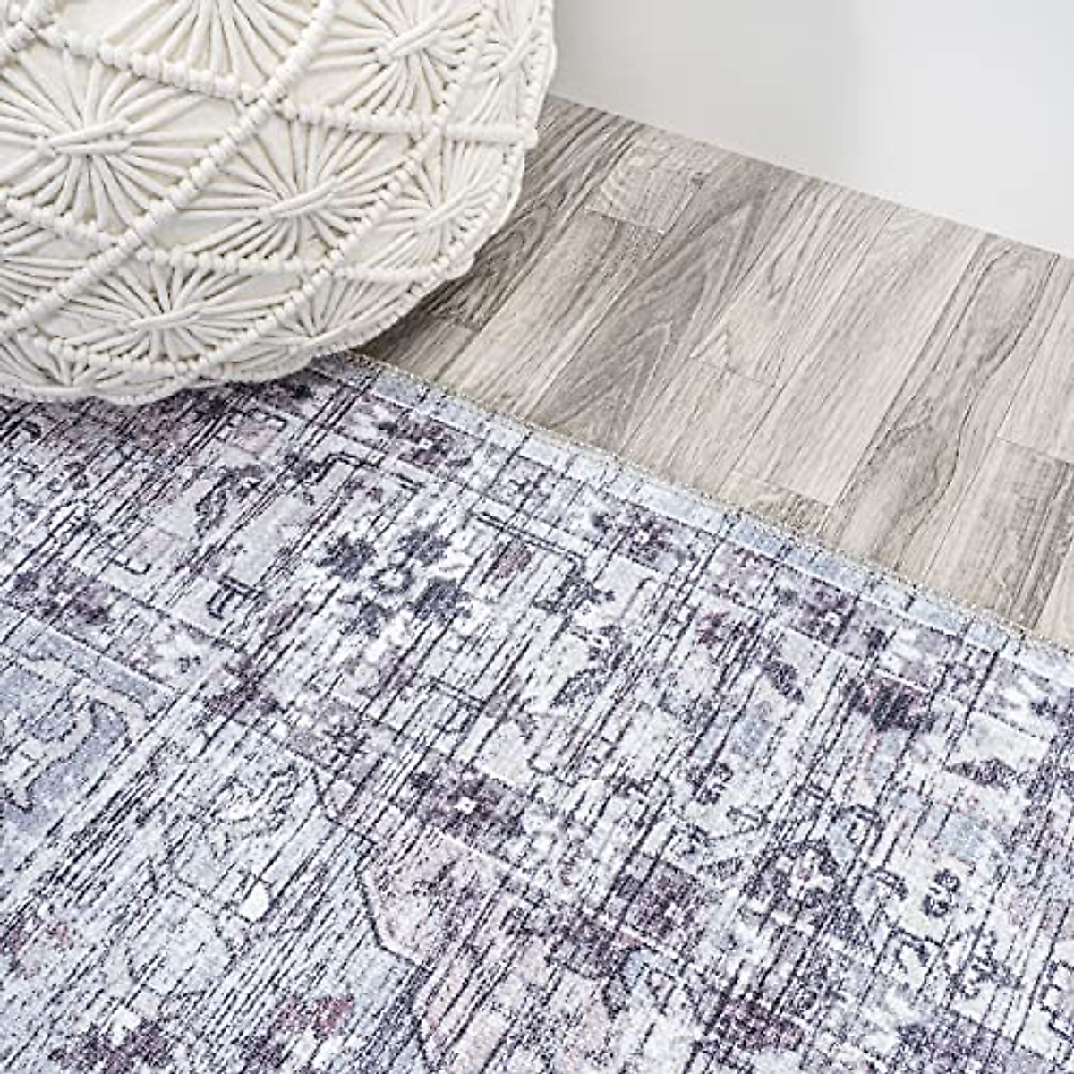 JONATHAN Y WSH102A-3 Didim Boho Gray Medallion Machine Washable Indoor Bohemian Transitional Area Rug,High Traffic,Kitchen,Living Room,Backyard,Non Shedding,3 X 5,Gray/Purple