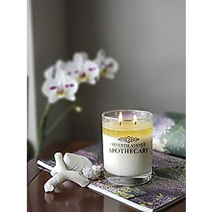 Apothecary Glass Jar Double Wick 14 Ounce Aromatherapy Soy Candle (Tobacco & Vanilla Bourbon)
