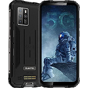 5G Rugged Smartphone Unlocked OUKITEL WP10, MediaTek Dimensity 800 Chipset with 8000mAh Battery,8GB+128GB,6.67'' FHD Screen, 48MP Quad Rear Camera,Support 4K Video,Dual SIM,NFC, GPS, Light Black