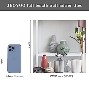 JEOYOO HD Glass Full Length Wall Mirror Tiles, 12'' x 12'' x 4PCS, Frameless Full Body Mirror Tiles for Bedroom, Full Length Mirror Wall Mounted for Home Gym, Door
