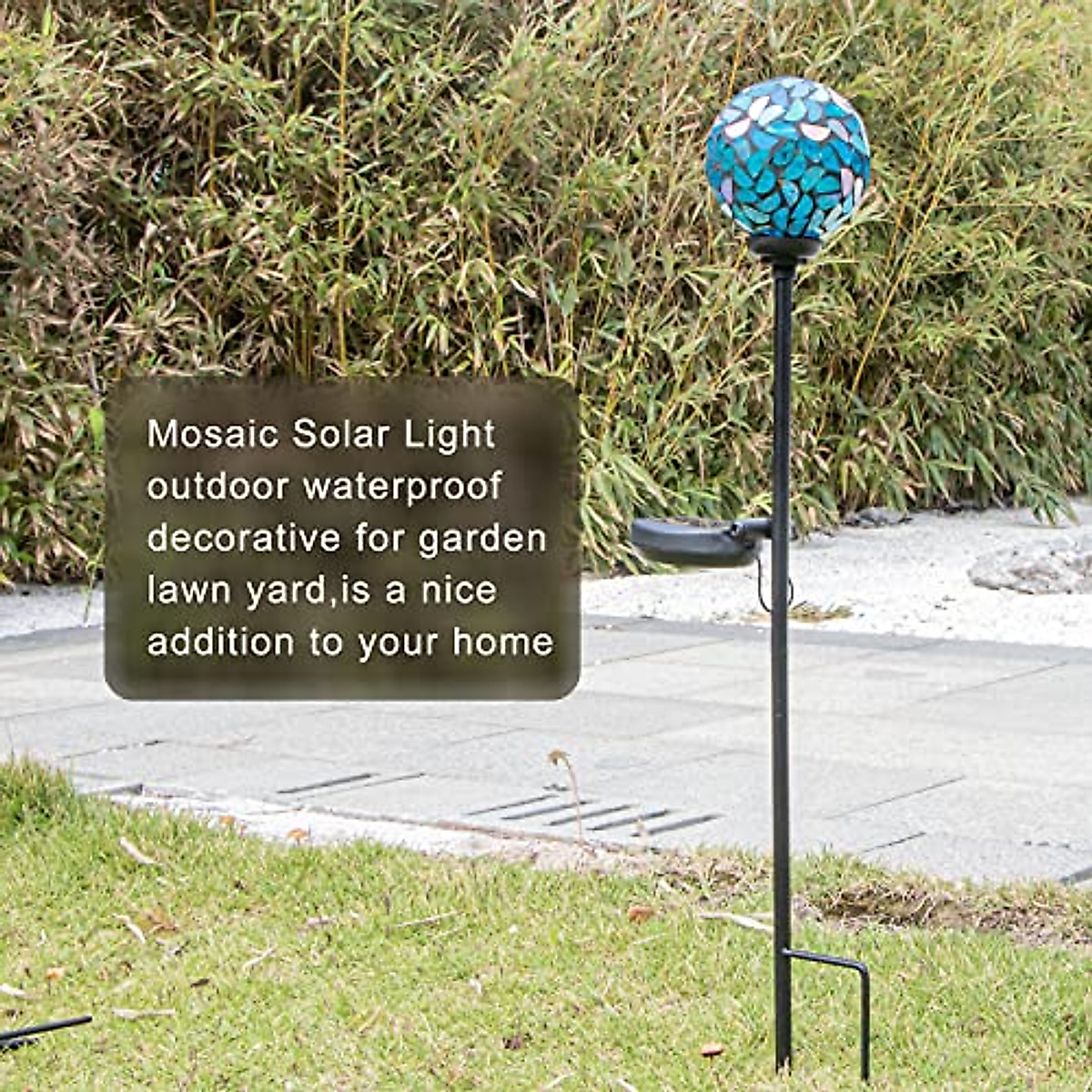 VCUTEKA Solar Lights Outdoor Decorative - Mosaic Solar Garden Light Waterpoof LED Pathway Stake Light for Landscape Lawn Patio Yard Decoration, Blue 1 Pack