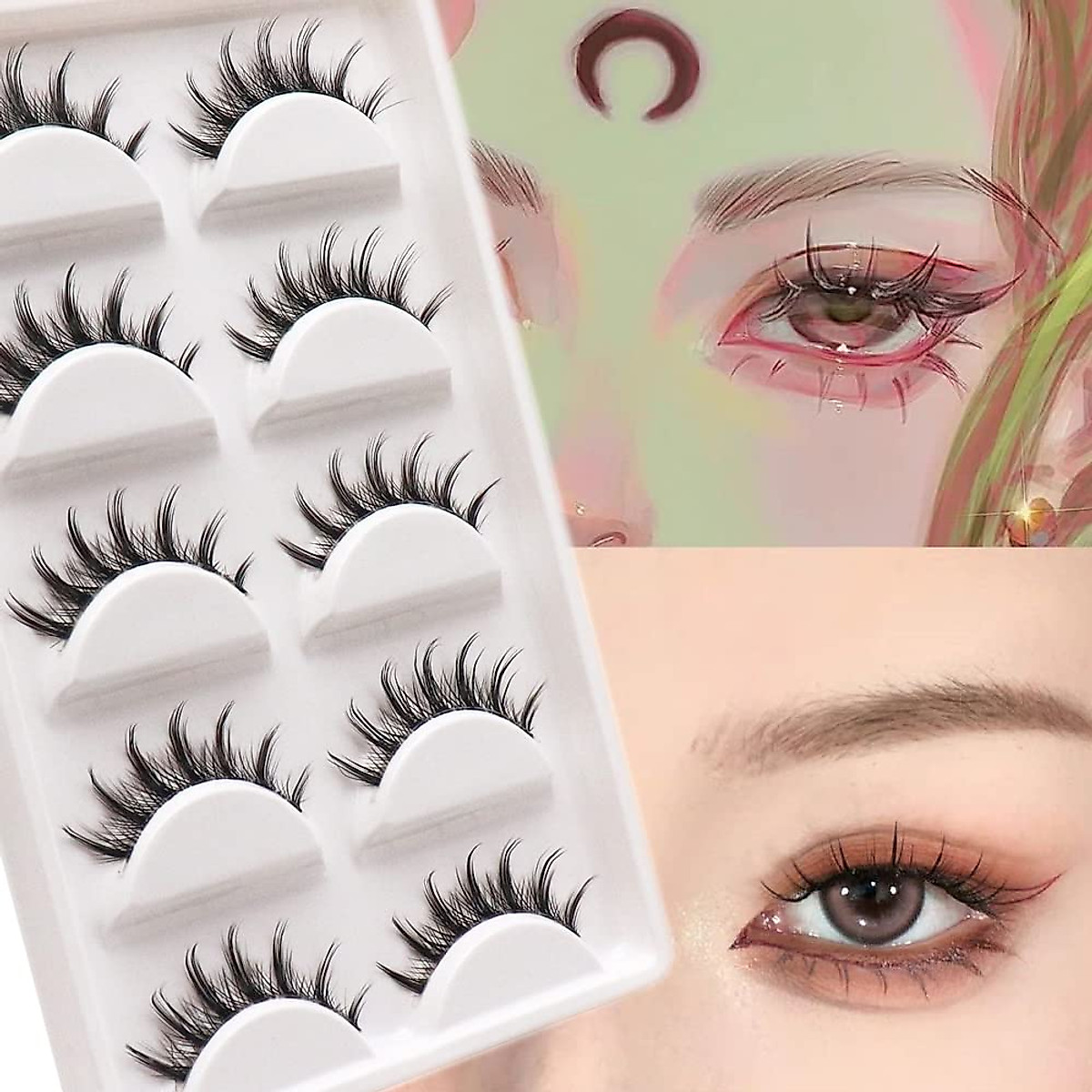 Veleasha Lashes 5D Faux Mink Lashes 100% Handmade Luxurious Fake Eyelashes Lightweight Fluffy False Eyelashes 5 Pairs Pack (009)