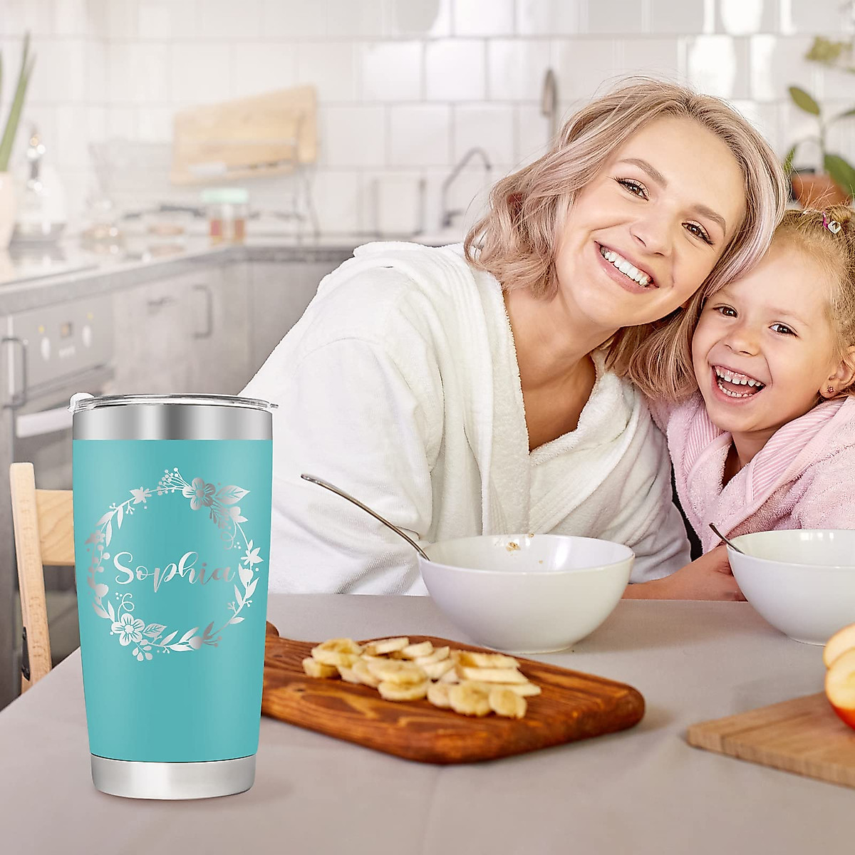 Personalized Tumbler with Engraved Name - 21 Designs Double Wall Insulated with Slider Lid 20oz Coffee Tumbler- Personalized Gift for Birthday Christmas for Men Women