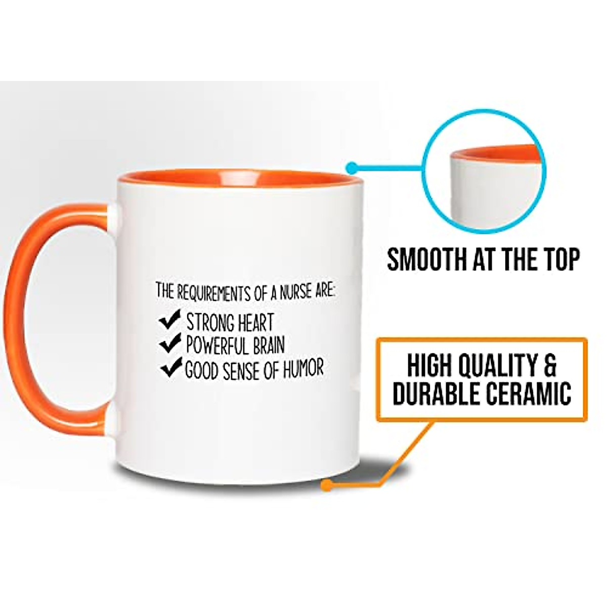 Bubble Hugs Nurse 2Tone Orange Mug 11oz - The Requirements - Labor Clinical Certified Nursing Assistant Surgical Emergency Oncology Practitioner