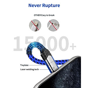 JSAUX iPhone Charger Cable [2-Pack 6ft], MFi Certified Lightning Cable iPhone Fast Charging Charger Cable Cord Compatible with iPhone 13 12 11 Xs Max X XR 8 7 6s 6 Plus 5, iPad, iPod - Blue