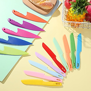 Mixweer 36 Pcs Kids Plastic Kitchen Knives Children's Safe Cooking Knives Colored Nylon Knife Set Child Proof Knife with Serrated Edges for Kids Beginners Kitchen Fruit Lettuce Vegetable Salad Bread