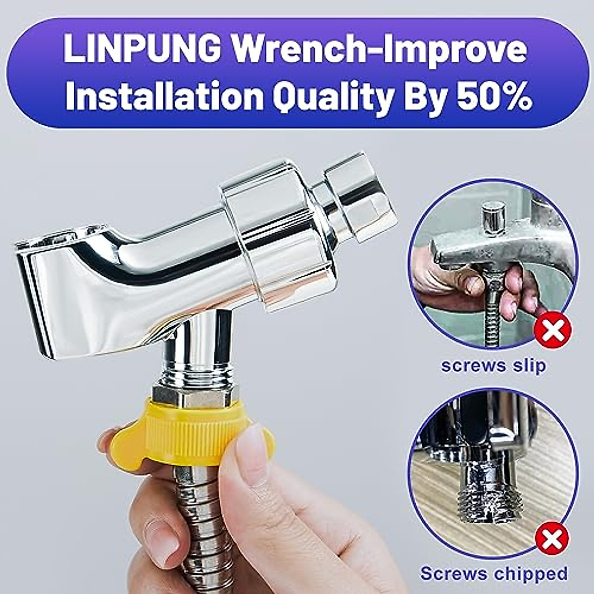 LINPUNG Handheld Shower Head, No Tingling Sensation, 6-Spray Modes, Chrome High Pressure Shower Head with Handheld, 59-inch Shower Hose, Rain Showerhead with Handheld Sprayer, Shower Wand California