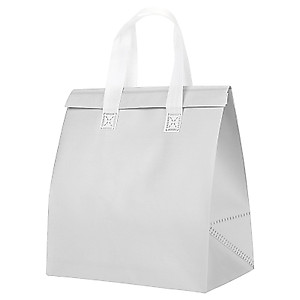 PATIKIL Insulated Take Away Bags, 25 Pcs Insulation Cooler Bag Grocery Bags Thermal Bags 9.4 x 5.9 x 10.2 Inch for Hot Cold Frozen Food Coffee Delivery, White