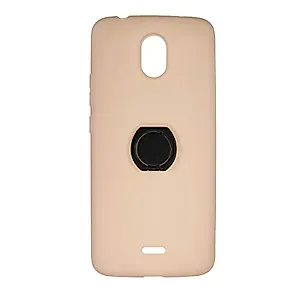 Oujietong Case for Blu View Mega B110DL Tracfone Case Stand TPU Silicone Cover + Metal 360° Rotating Ring Pink