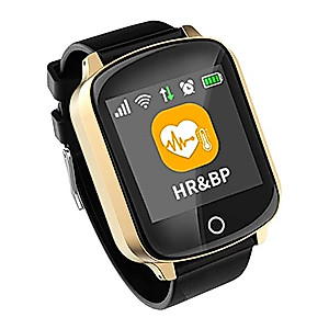 ZUONU Smart Watch Phone Elder SOS GPS Tracker Heart Rate Detection Watch Men Fall Alarm Smartwatch 600mah Pk D100 Watch (Color : Gold)