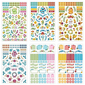 bloom daily planners Decorative Floral Planner Sticker Sheets - Variety Sticker Pack for Decorating, Planning, Scrapbooking, etc.