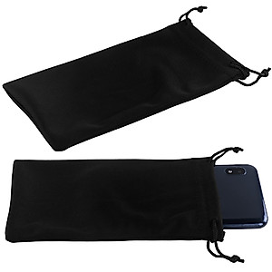 Super Z Outlet Black Microfiber Sunglasses Glasses & Cell Phone Gadgets Accessories Sleeve Bag Pouch with Drawstring Closure for Cleaning, Protection, & Storage (12 Pack)
