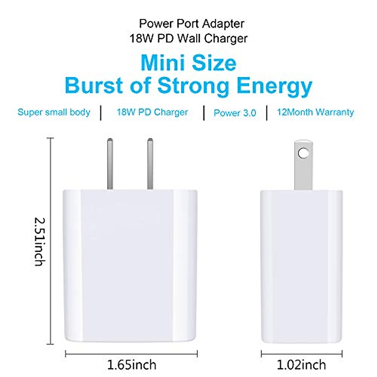 USB C Charger, 20W PD Power Adapter 2pcs USB C Box Block Brick Plug Fast Charging Base Cube for iPhone 14/13/13 Pro/12 Mini/11 Pro Max XR XS X SE 8 Plus Samsung Galaxy S22 S21 S20 Note 20 Ultra Pixel
