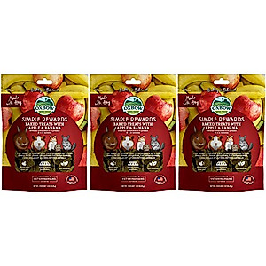 Oxbow 3 Pack of Apple and Banana Simple Rewards Small Pet Treats, 3 Ounces Each, with Hay