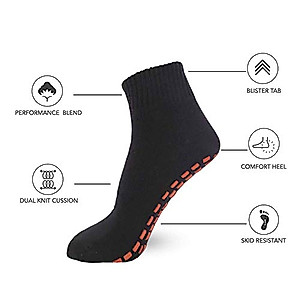 NOVAYARD 5 Pairs Non Slip Socks Non Skid Sticky Grippy Sock Yoga Pilates Hospital Socks Men Women(Black,Large)