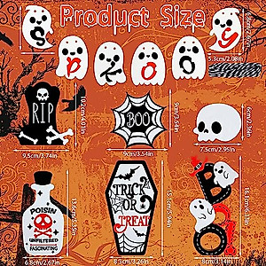 CCINEE 12Pcs Halloween Tiered Tray Decoration Set Halloween Farmhouse Decor Boo Ghost Halloween Wooden Signs Farmhouse Rustic Tiered Tray Decor for Home Table Houseroom Party Supplies