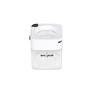 Smokus Focus Comet Infinity (White) - Child Resistant Certified - Magnifying Lens LED Lights Airtight Seal