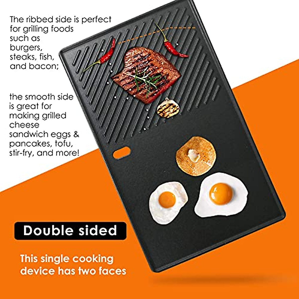 Uniflasy 7637 Grill Cooking Griddle for Weber Spirit I & II 200 Series 17.5 inch Spirit E210 Spirit E220 Spirit S210 Spirit S220 with Front Control Weber Spirit 200 Grill Replacement Flat Cooking Pan