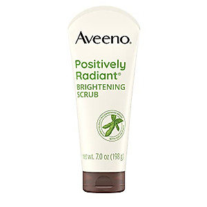 Aveeno Positively Radiant Skin Brightening Exfoliating Daily Facial Scrub, Moisture-Rich Soy Extract, helps improve skin tone & texture, Oil-& Soap-Free, Hypoallergenic, 7 oz