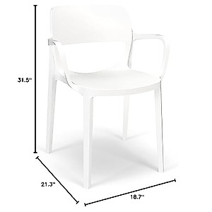 HON Basyx Prodigy Commercial-Grade 2-Pack Stackable Arms, Indoor & Outdoor Chair, White