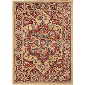 SAFAVIEH Mahal Collection Accent Rug - 3' x 5', Red & Natural, Traditional Oriental Design, Non-Shedding & Easy Care, Ideal for High Traffic Areas in Entryway, Living Room, Bedroom (MAH698A)