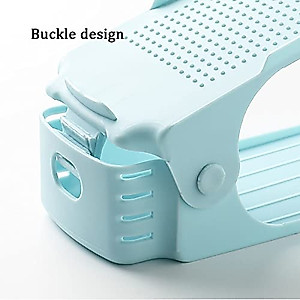 ESAAH 10 Pack Adjustable Shoe Slots Organizer, Shoe Holders Rack Shoe Racks Space Saver for Closet Organization,Blue (Color : Blue)