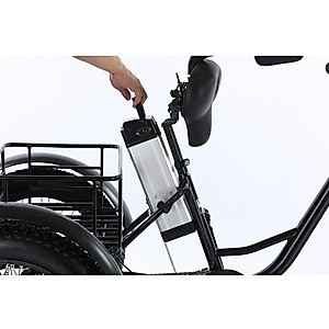 CNAOHGHN 500W Motor Electric Tricycle Comes , 48V Single Speed Removable Battery Fat Tire Trike Seniors Cycling 3 Wheels E-Bike with Carry Cargo Front&Rear Big Basket