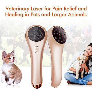 Coldlaser Veterinary Physiotherapy Vet Use Device, Muscle & Joint Pain Relieve Treat Arthritis, Portable Infrared Red Light Machine with 5*808nm & 11*650nm Wavelength for Pet Dog, Cat, Horse, Cattle