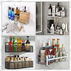 Comsmart Shower Caddy Adhesive Replacement, No Drilling Strong Stick 2 PCS Transparent Rectangle Shower Shelf Adhesive for Shower Caddy, Soap Holder, Bathroom Storage Shelves and Kitchen Racks