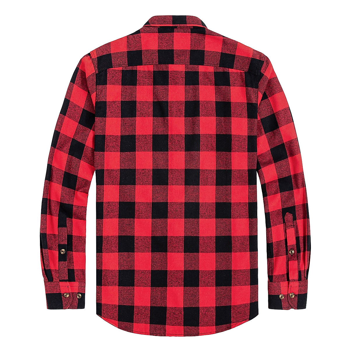 J.VER Men's Buffalo Plaid Shirt Flannel Casual Button Down Long Sleeve Shirts Red Large