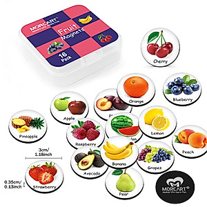 MORCART Fridge Magnets, 16PCS Food Fruit Magnets for Refrigerator Locker Whiteboard Decorative Magnetic Board Cabinets Classroom Office Cubicle School