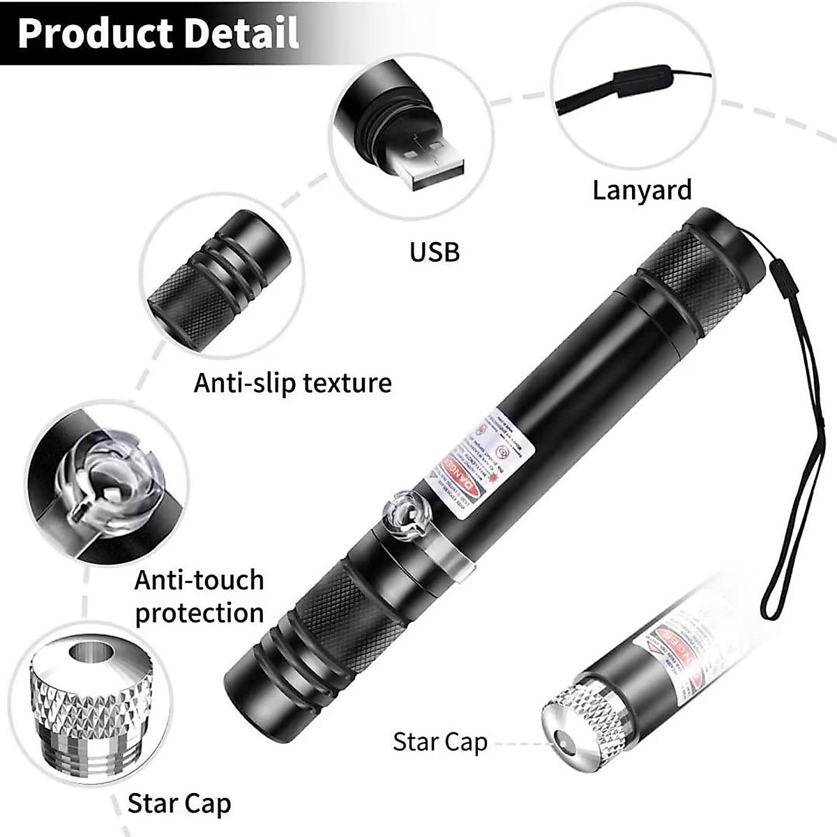 Cowjag Laser Pointer, Long Range Red Laser Pointer,Laser Pointer High Power Pen, Red Pointer Rechargeable for Hiking, Cat Laser Toy USB Charge(Red Light)