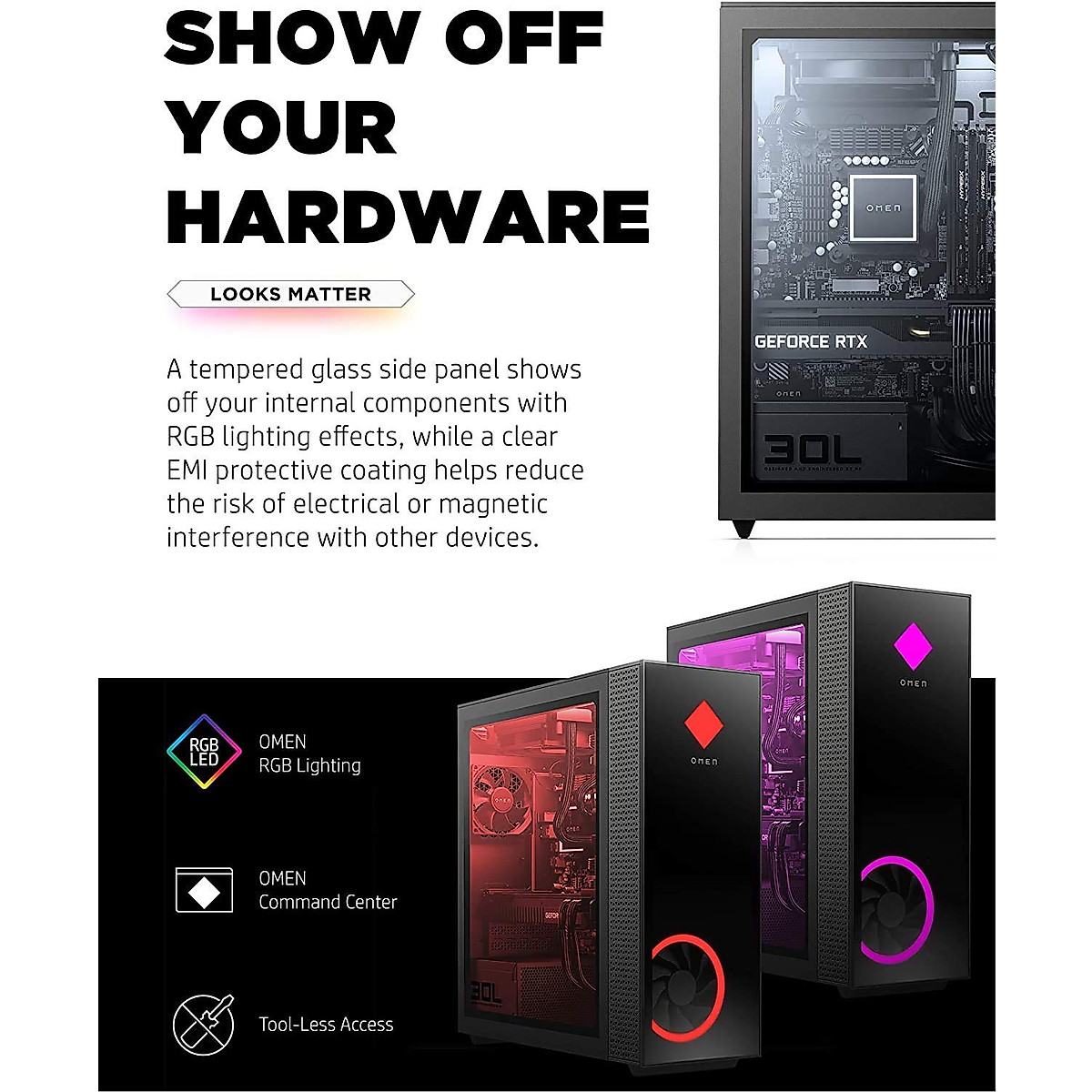 HP OMEN 30L Desktop GT13-0380t Core i9-10850K 16GB Hyperx RGB DDR4 1TB NVMe RTX3090 W10PRO64