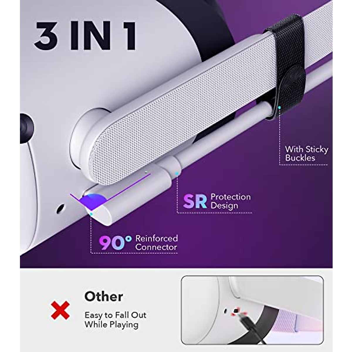 YRXVW Link Cable Compatible with Oculus Quest 3/2/Pro, VR Headsets PC, Charging Cord and High Speed Data Wire, USB C to C Cable,10ft Link Charging Cable for Meta Quest 3/2/Pro