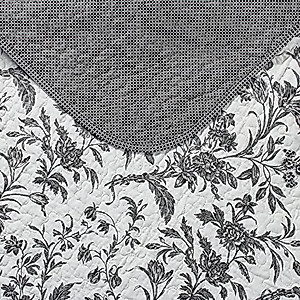 Laura Ashley Quilts Cotton Reversible Bedding with Matching Shams, Floral Home Decor for All Seasons, King, Amberley Black/White