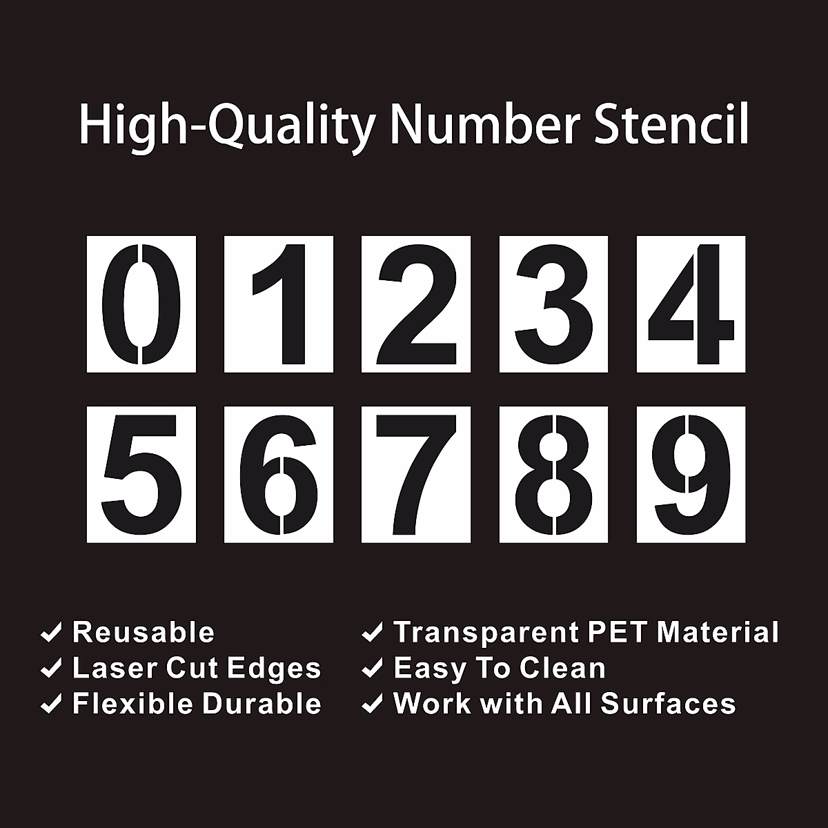 8 inch Number Stencils Set 0-9 Address Number Stencil Templates Reusable Plastic Number Stencils for Cake Stencil Number Painting Stencils Templates