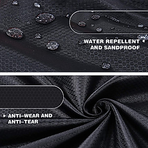 Odoland Bundle - 2 Items 6pcs Camping Cookware Mess Kit for and Picnic and 43" x 63" SandProof Waterproof Outdoor Pocket Blanket with Portable Bag, Black Beach Blanket Picnic Blanket