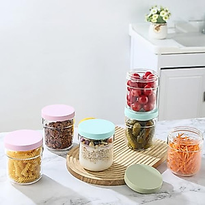 wemburly 6Pack Meal Prep Containers Reusable Glass 2Cup Overnight Oats Containers With Lids Glass Containers16OZ Borosilicate Glass Jars Diswasher Safe