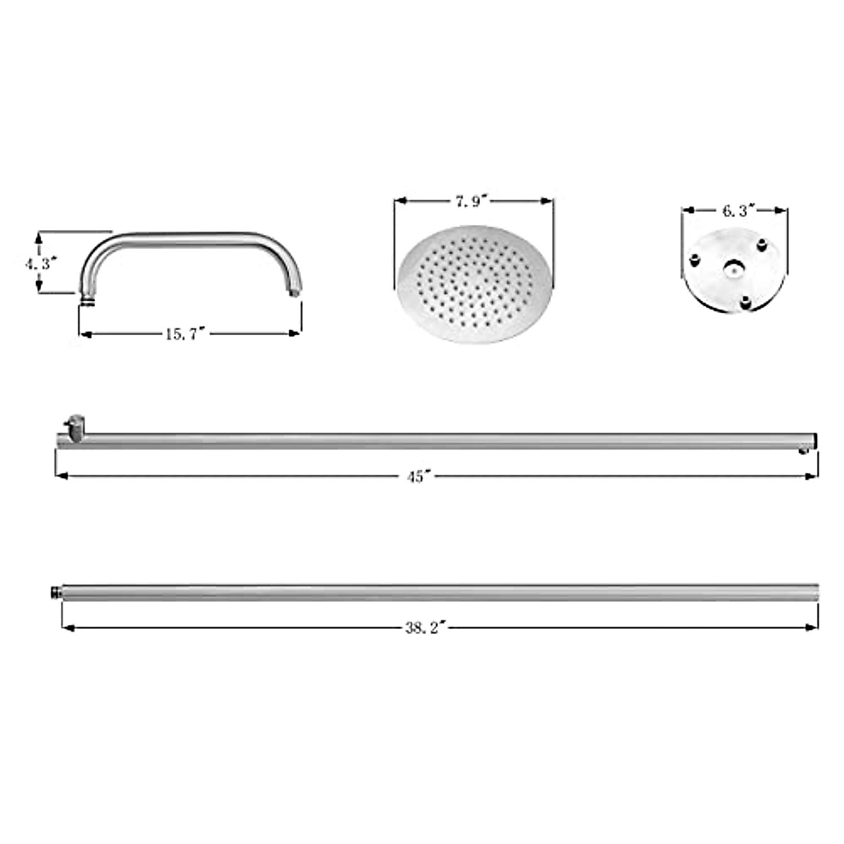 Wayime 87" Separable&Composable Free-Standing Brushed Stainless Steel 304 Rainfall Outdoor Shower