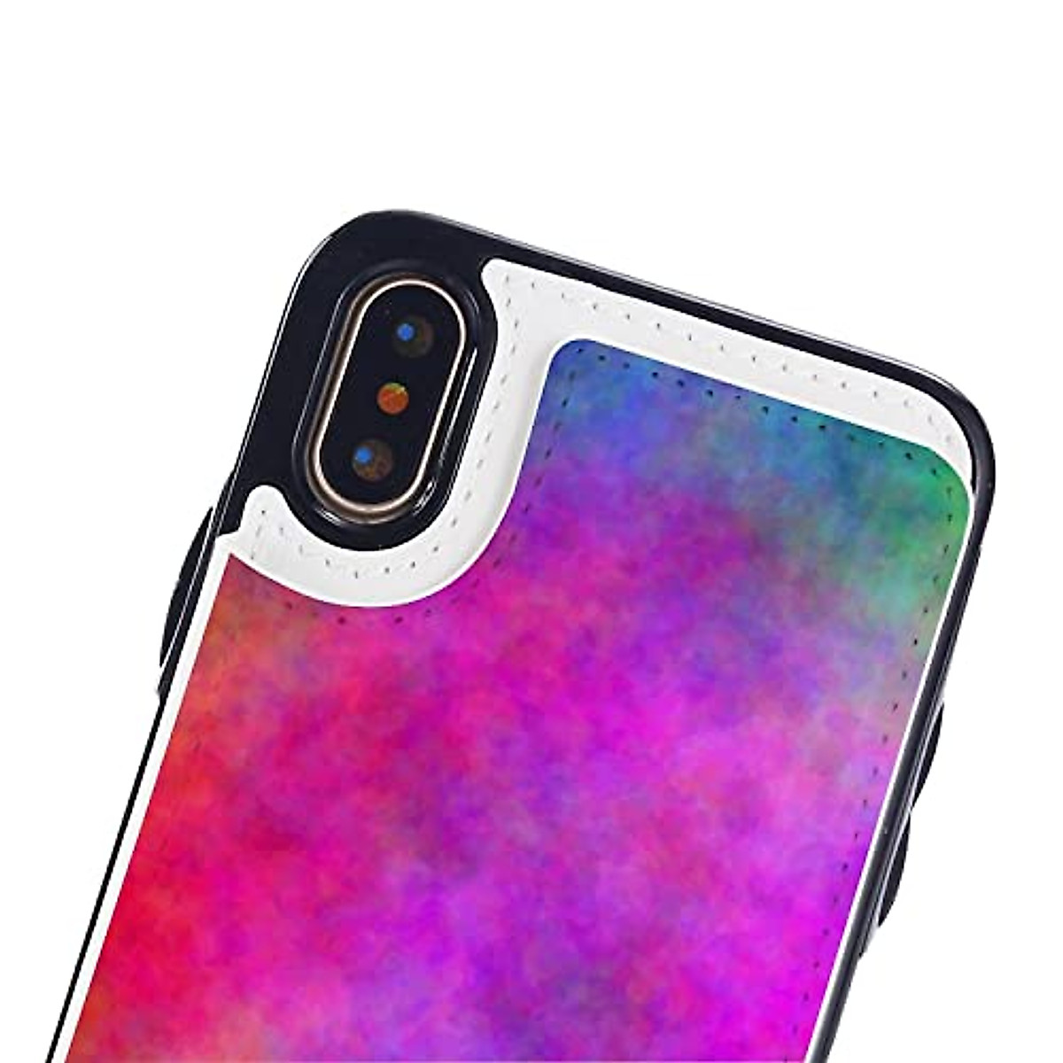 Abstract Rainbow Watercolor Wallet Phone Cases Fashion Leather Design Protective Shell Shockproof Cover Compatible with iPhone X/XS