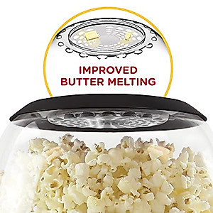 West Bend 82707B Stir Crazy Hot Oil Popcorn Popper, Popcorn Maker Machine with Large Serving Bowl Lid and Stirring Rod, 6 Qt, Black