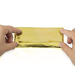 Foil Wrapper - Pack of 100 Candy Bar Wrappers with Thick Paper Backing - Folds and Wraps Well - Best for Wrapping 1.55Oz Hershey/Candies/Chocolate Bars/Gifts - Size 6" X 7.5" (Gold)