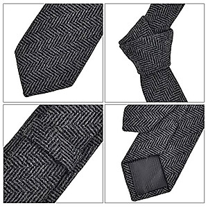 VOBOOM Mens Necktie Skinny Tie Tweed Pattern Woolen Neck Tie (06 Black)