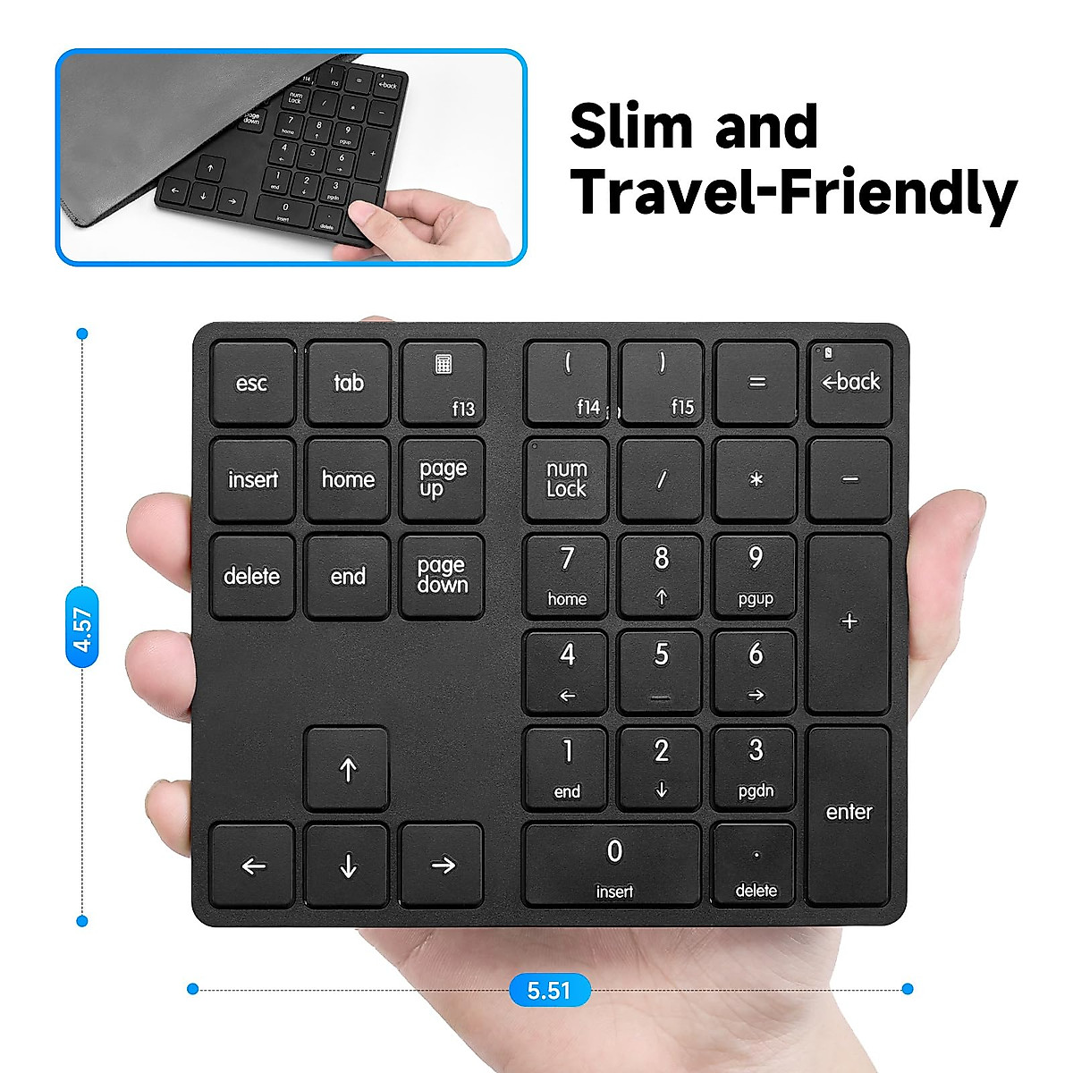 havit Wireless Number Pad for Laptop, Rechargeable 26 and 34-Key Numeric Keypad for Laptop Desktop, PC, Notebook