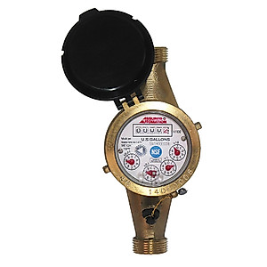 1/2” Water Meter: Lead Free Brass, NSF Certified, Multi-Jet, Cubic Feet (Horizontal Installation)