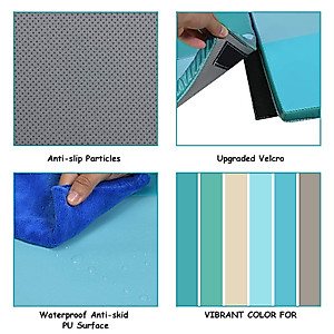 OLAKIDS Baby Foam Play Mat, Foldable 58'' x 58'' Toddler Collapsible Crawl Floor Mat, Waterproof Soft Thick Patchwork Play Mat for Kids Gym Nursery Playroom (Blue)
