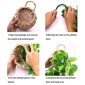 ANZOME Artificial Hanging Plants, 3.5ft Ivy Vine Fake Leaves Green Chain for Indoor Outdoor Wall Home Room Garden Wedding Garland Decoration(Basket Included)
